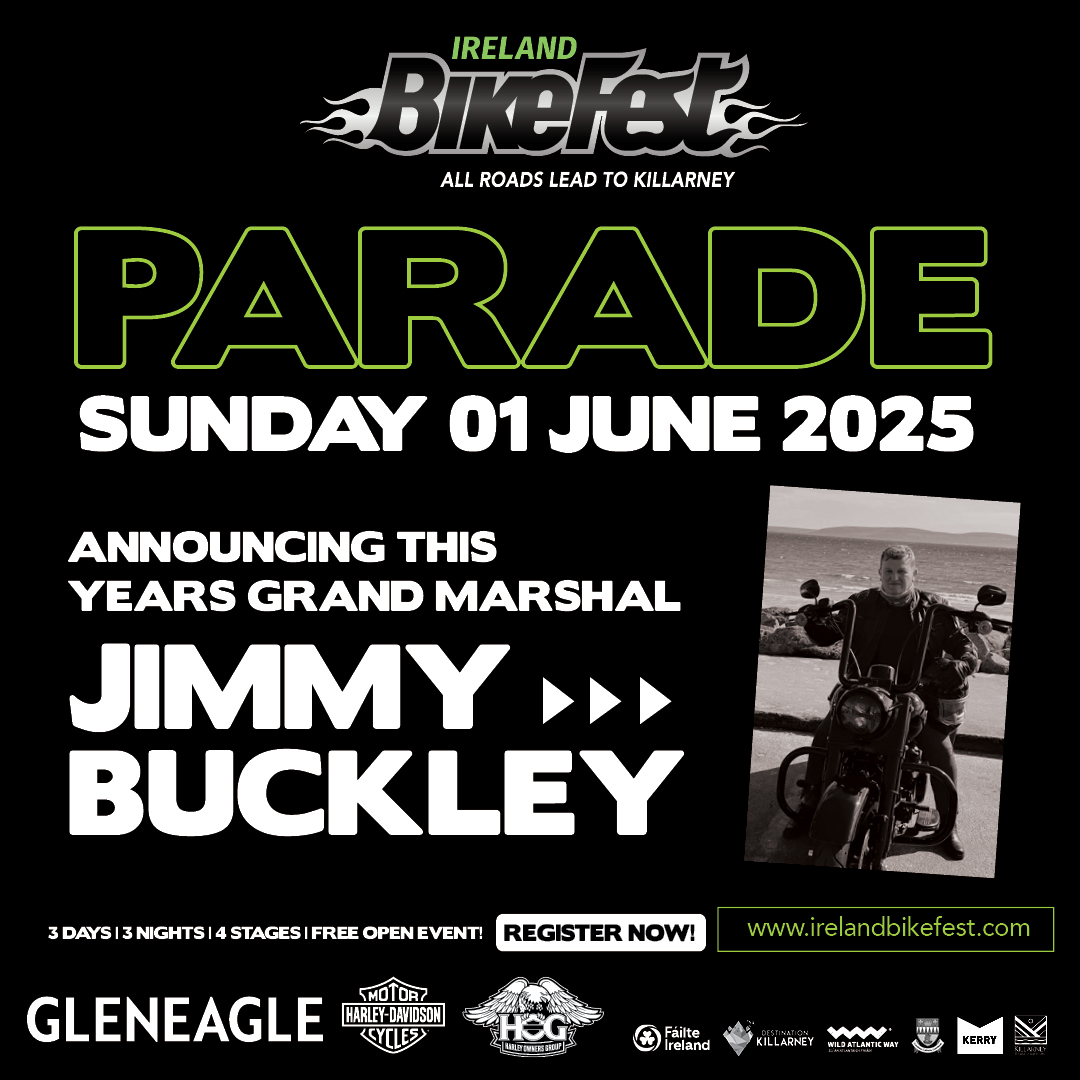 Ireland BikeFest Killarney 2025 -Jimmy Buckley Grand Marshal Parade ...